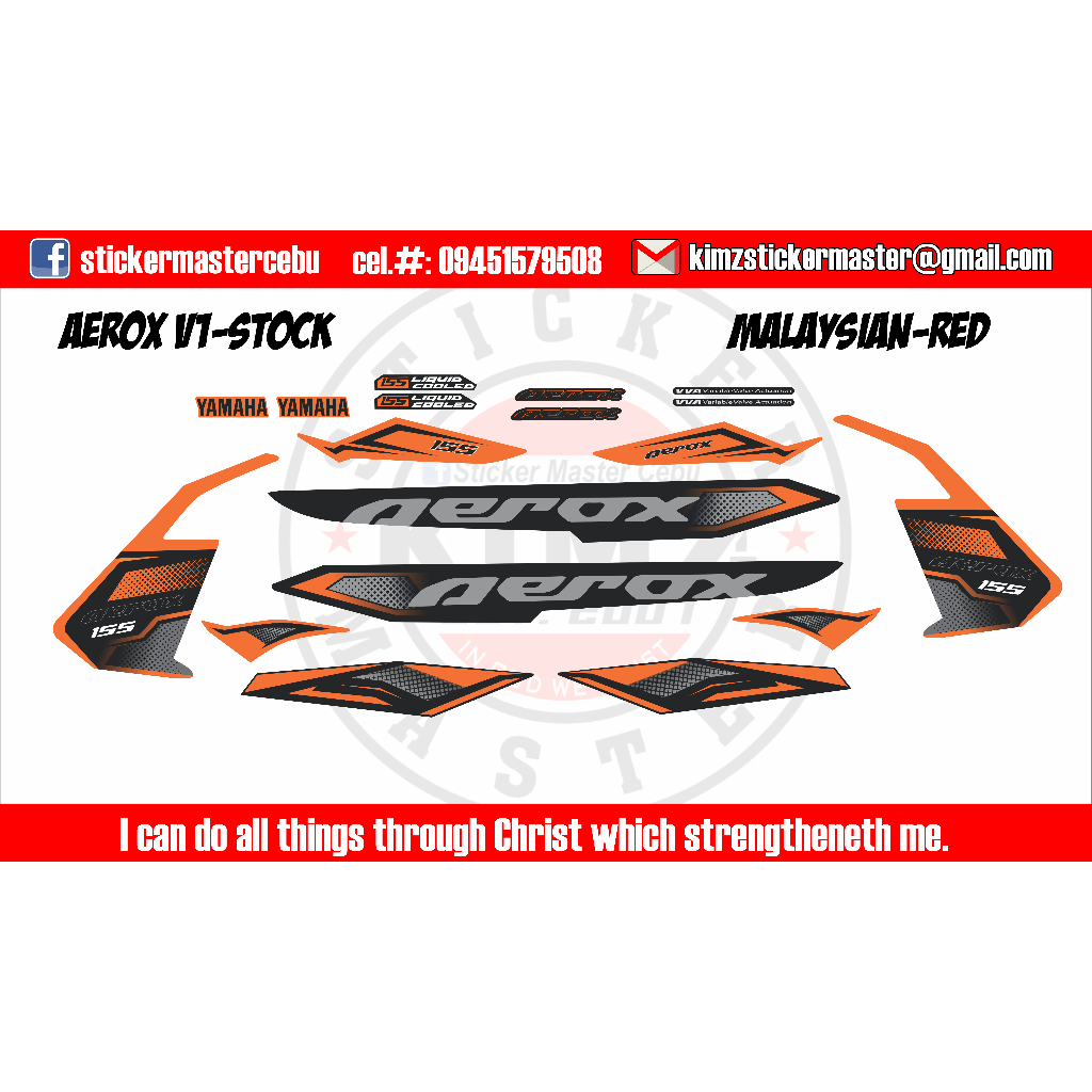 AEROX V1 MALAYSIAN CONCEPT STOCK DECALS (ORANGE) | Shopee Philippines