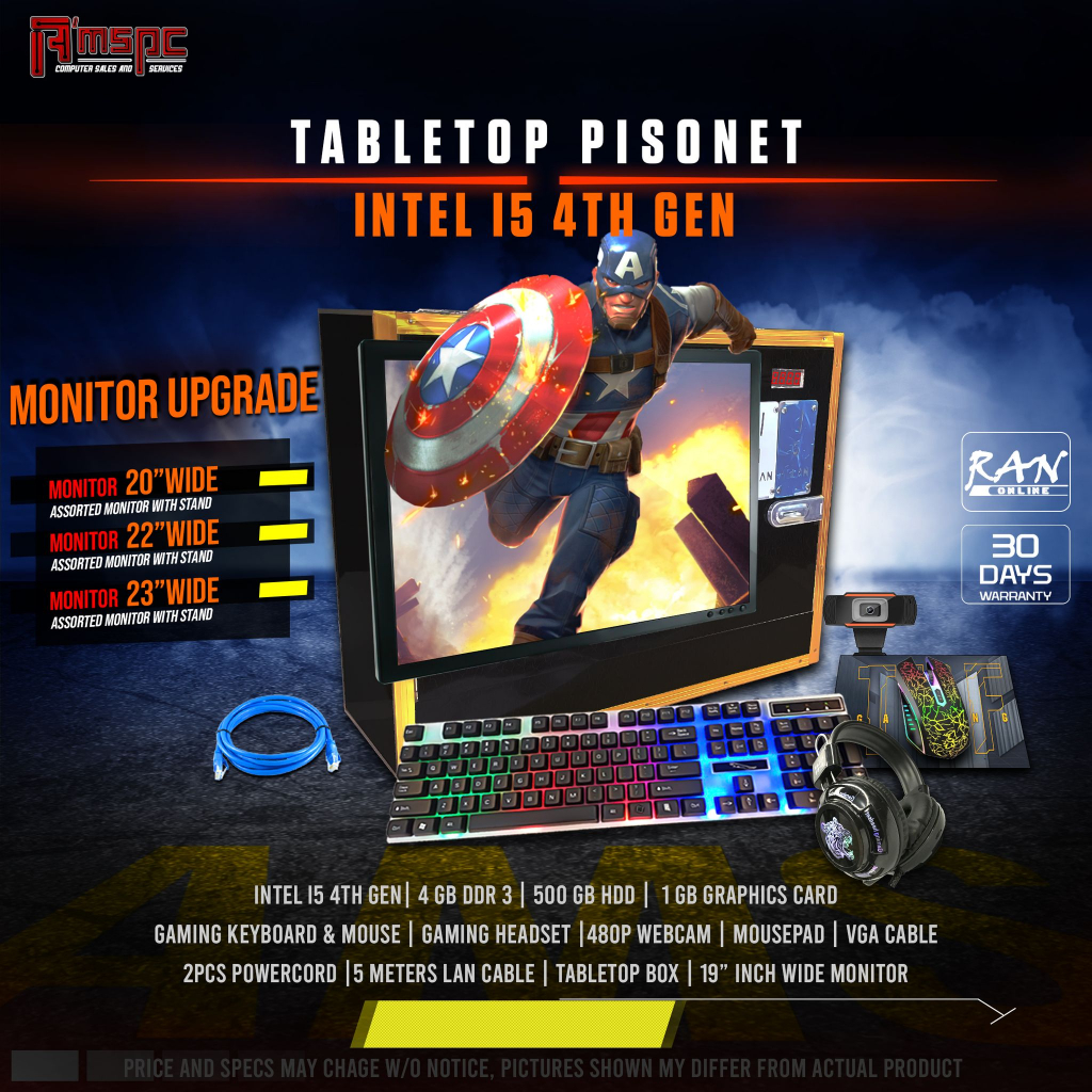 Tabletop pisonet intel i5 4th Gen with monitor gaming keyboard mouse gaming headset | amstrading ...