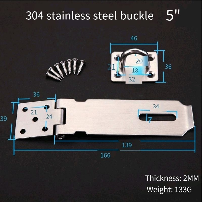 304 STAINLESS Door Hasp Padlock Latch Lock Hasp Waterproof Rust-proof ...