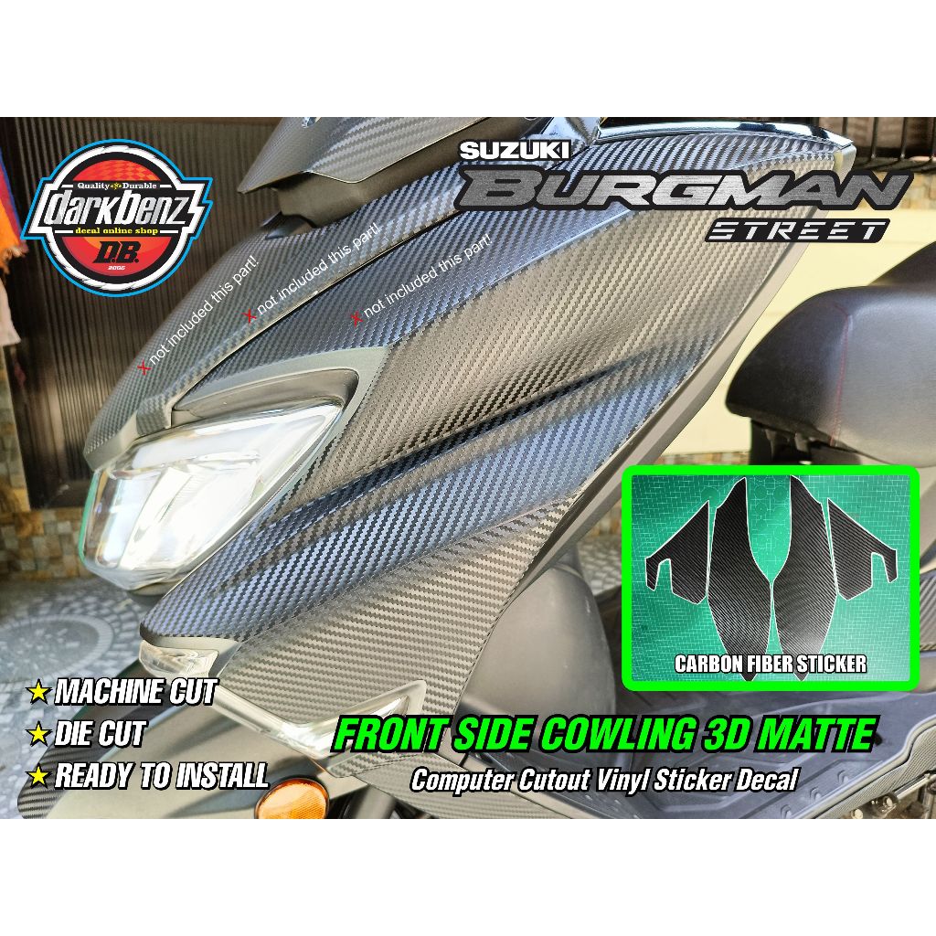 Suzuki Burgman Street / EX New Black 3D Matte Carbon Fiber Sticker ...