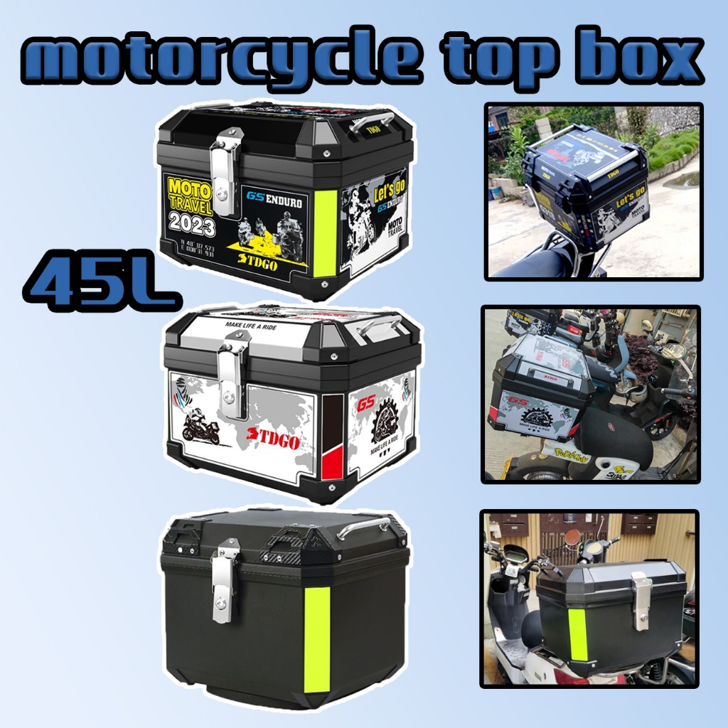 【local ship】Motor Top Box Motorcycle Box 45L Box Motorcycle With Base ...