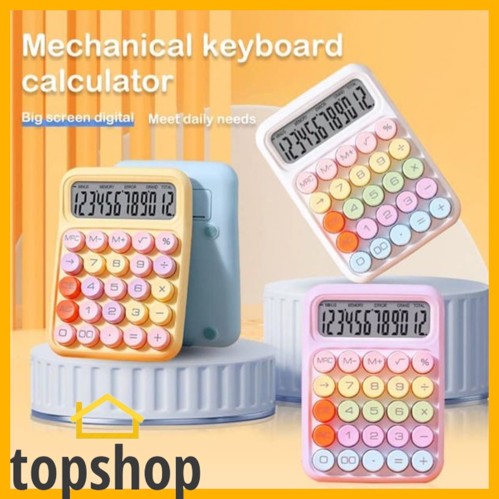 TOPSHOP Colorful 12-digit Keys Calculator Kawaii Scientific Silent ...