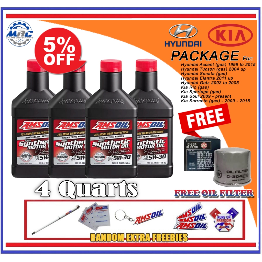 AMSOIL Signature Series 5W-30 4 quarts FREE Oil Filter Package for ...