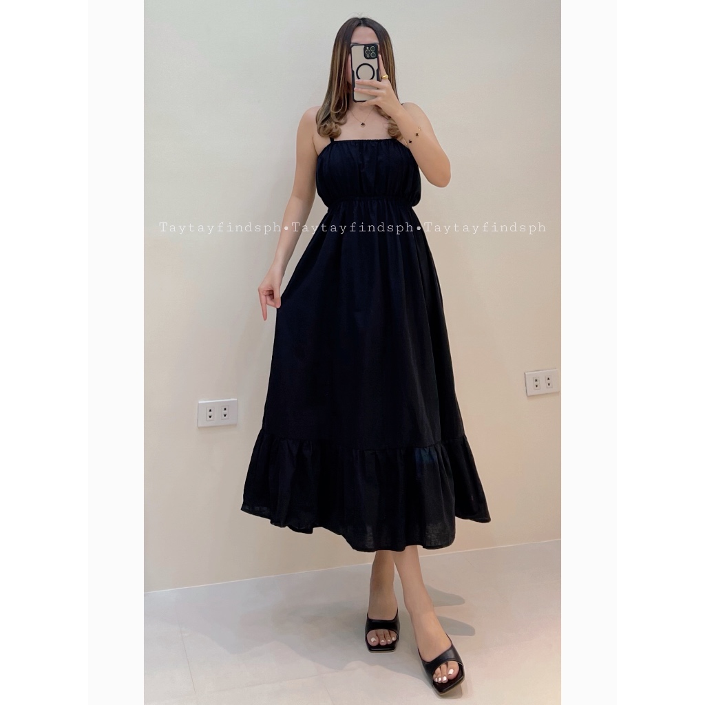 CINDY BUBBLE TUBE LINEN MAXI DRESS | taytayfindsph | Shopee Philippines