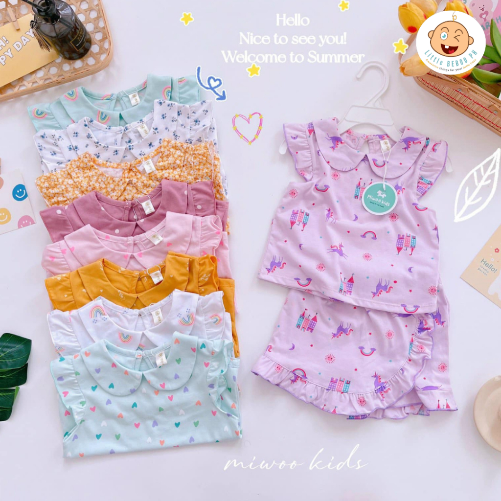Miwoo Cute Printed Kids Terno Collared Blouse Skort Set Girls Kidswear ...