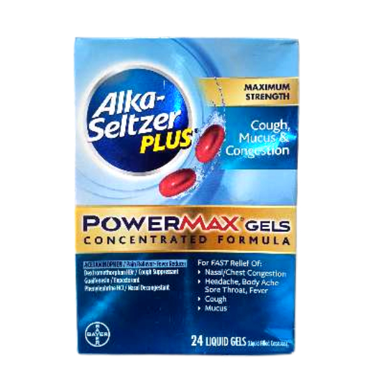 Alka-Seltzer Plus Maximum Strength Cough, Mucus & Congestion Powermax Liquid Gels, 24 Count ...