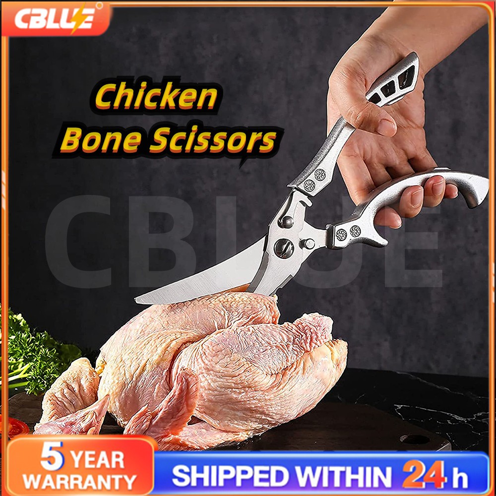 CBLUE Kitchen Scissors Chicken Bone Shears Duck Fish Cutter Stainless Steel Scale Clean Knife ...
