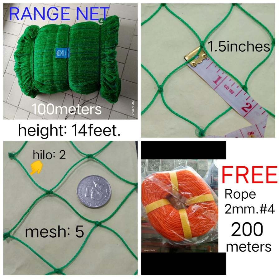 Green net (12x5x50)(100meters)(mesh 2/12)(butas 1.5inch)(8feet ...