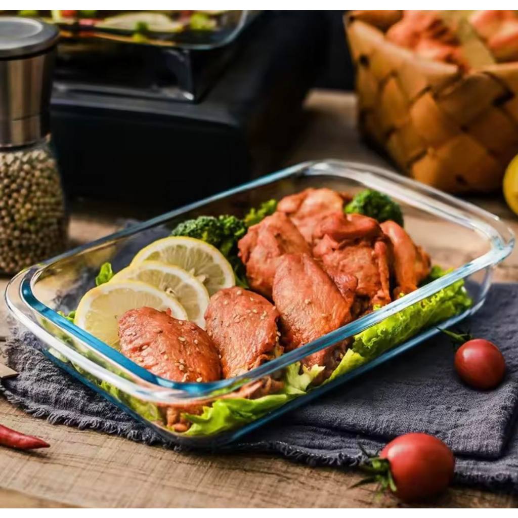 1 Liter Rectangular Microwaveable Tempered Glass Baking Tray Glass Tray ...