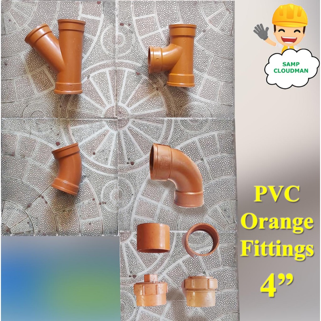 Neltex PVC Orange Fittings Elbow, Coupling, Wye, Tee, Clean-Out Size 4 ...