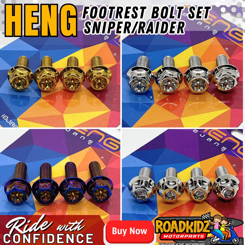 HENG FOOTREST BOLT SET RAIDER/SNIPER 150/155 CARB/FI 8x20 (4 PCS ...