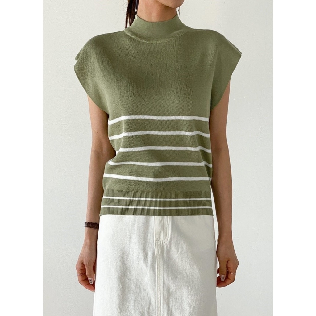 Jolly Chic Turtle Neck Stripe Pattern Knitted Top M1127 | Shopee ...