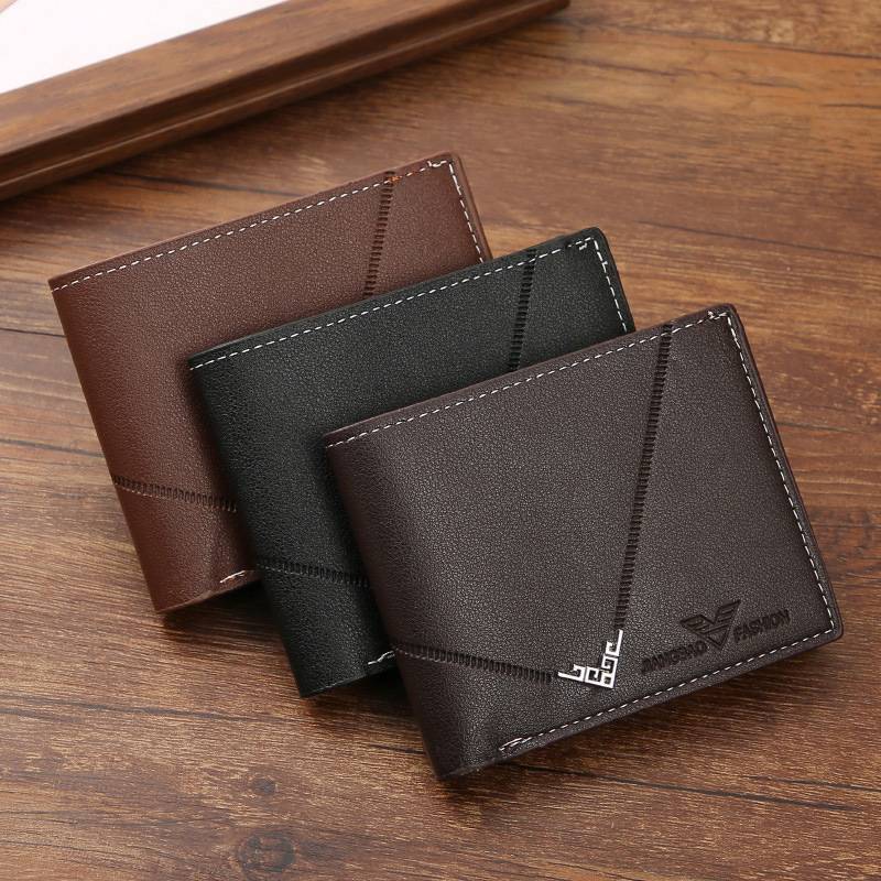 Fashion Men's Short Wallet With Card Slots Money Clip Simple Lychee ...