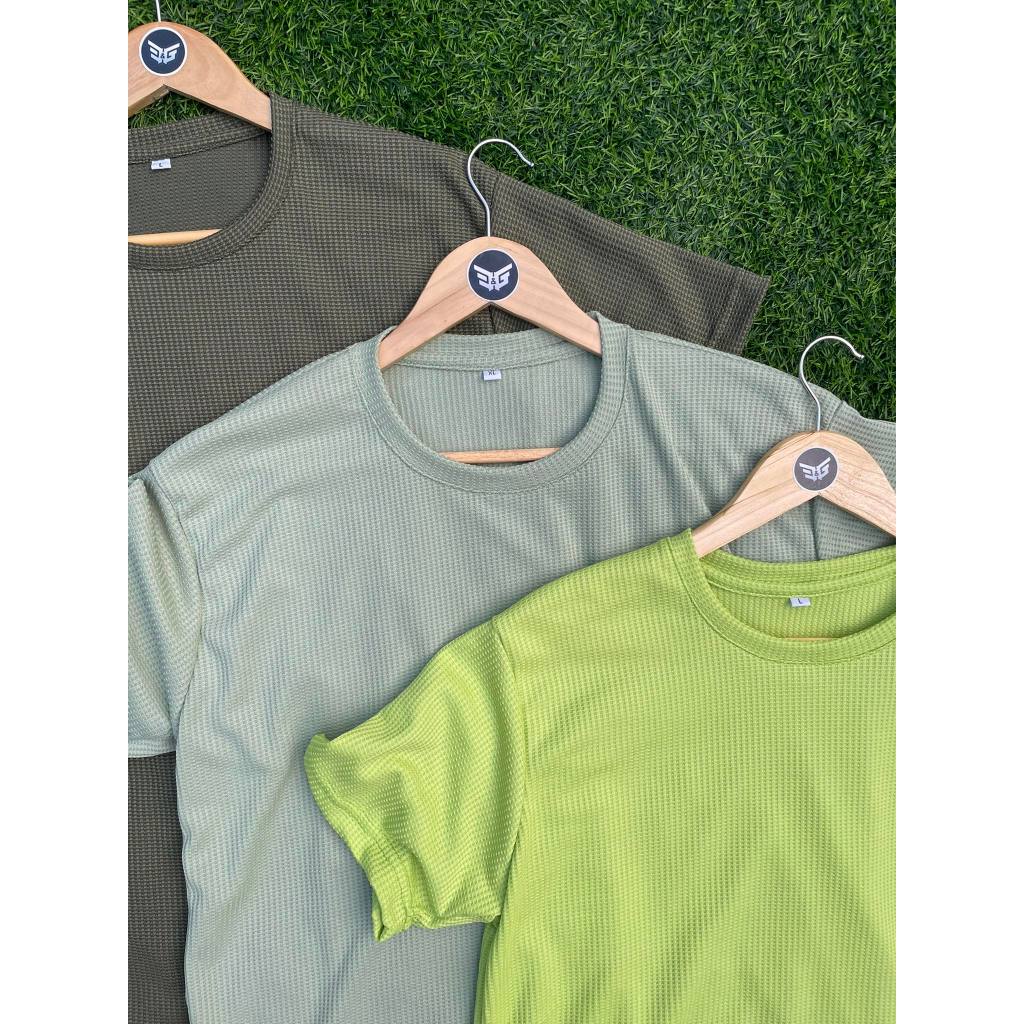 E&G Mini Waffle Shirts Knit Style Fabric Regular Fit T-Shirts Cotton ...