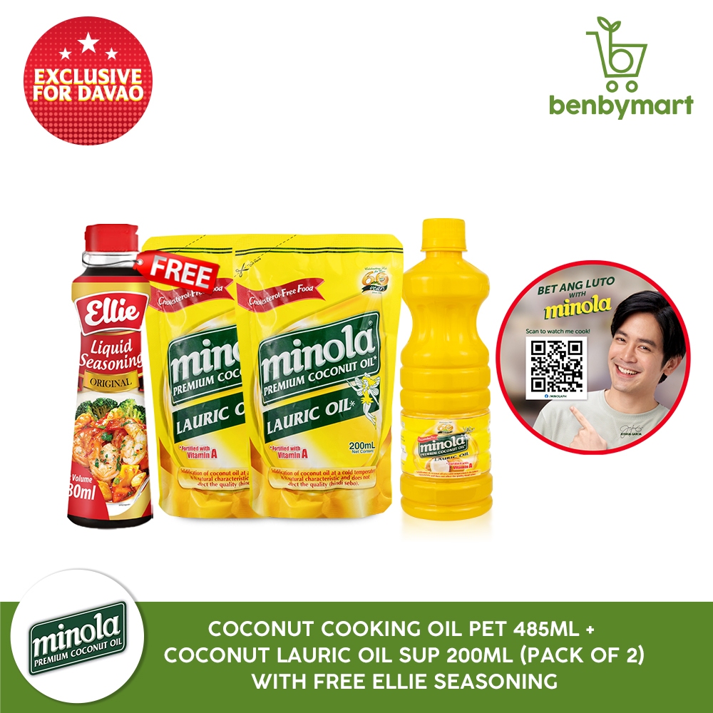 Minola Premium Coconut Cooking Oil Pet 485ml + Lauric Sup 200ml With ...