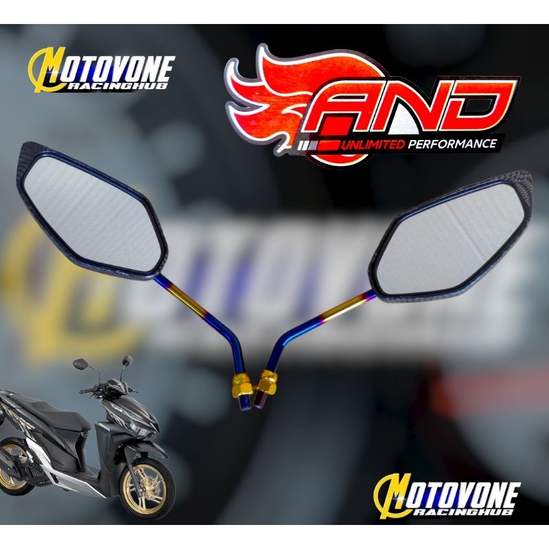 Motor side mirror 3091 CARBON HEXAGON BLUE&GOLD HONDA/YAMAHA (AND ...