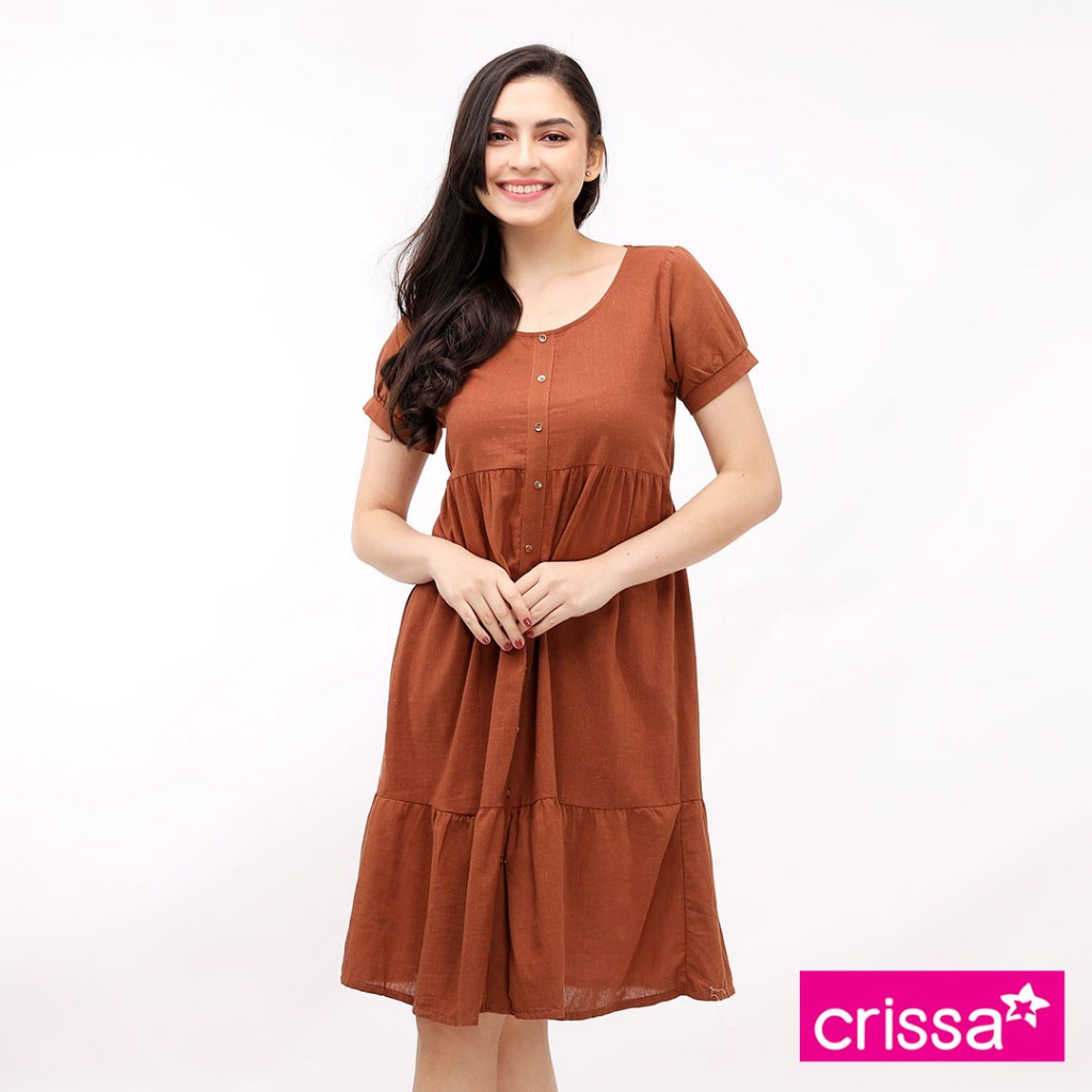 Crissa Short Sleeves Woven Dress CLDT29-0027 | Shopee Philippines