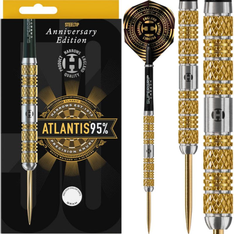 HARROWS ATLANTIS 95% TUNGSTEN STEEL TIP DARTS [22G] [24G] 50TH ...