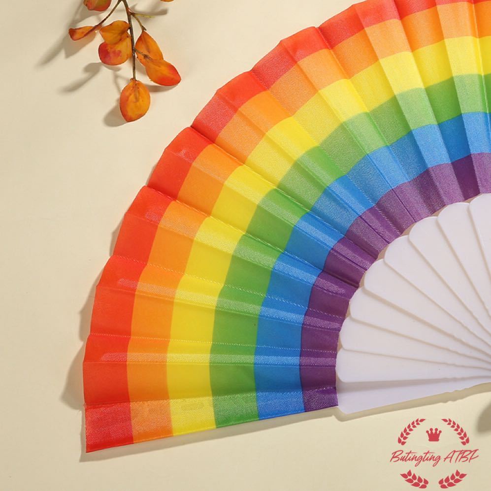 【BTT】Rainbow folding fan Hand Held Rainbow Folding Fan | Shopee Philippines