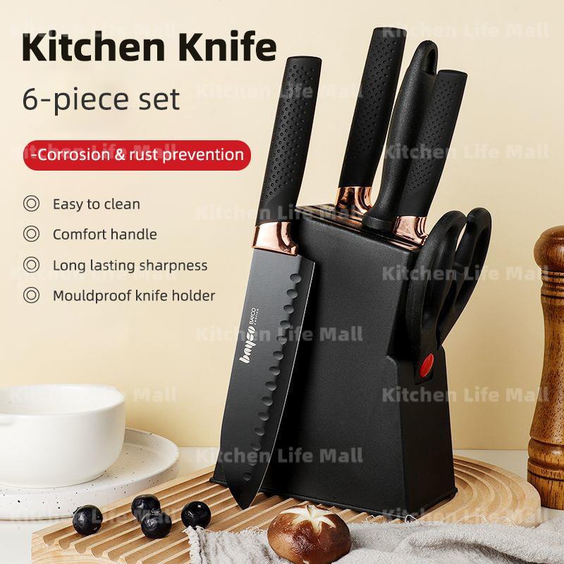 Kitchen Knife Set 6 PCS with Knifes Holder Kitchenware Stainless Steel ...