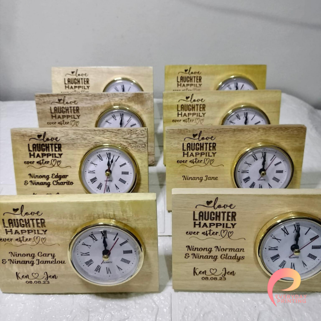 Personalized Laser Engraved Wooden Desk Clock (Gemelina or Acacia Wood ...