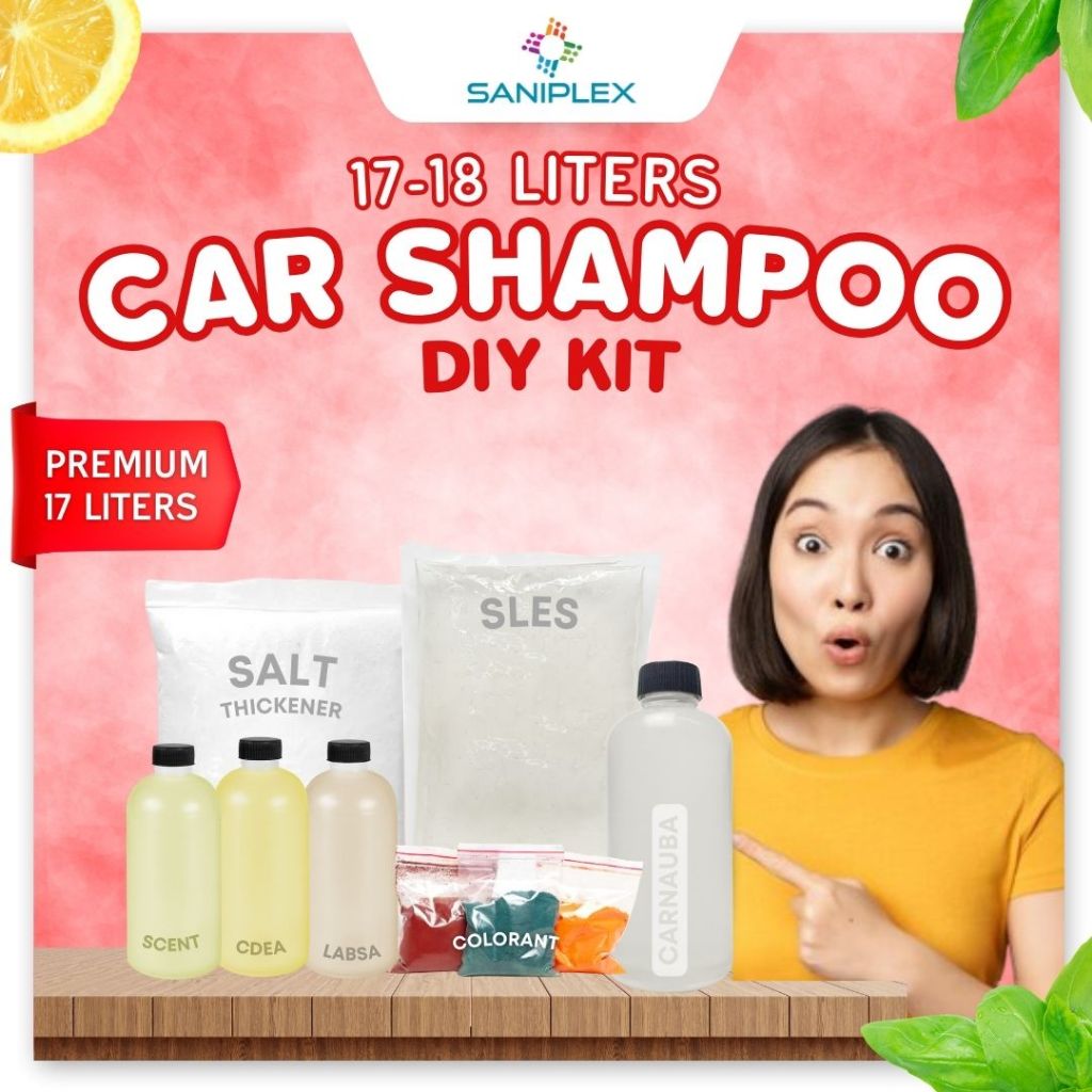 Saniplex Premium Car Shampoo DIY Kit 17 Liters Yield with Complete Raw ...
