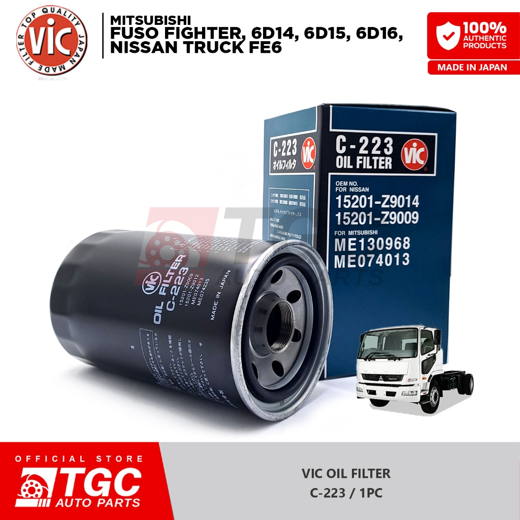 VIC Oil Filter for Mitsubishi Fuso Fighter, 6D14, 6D15, 6D16, Nissan ...