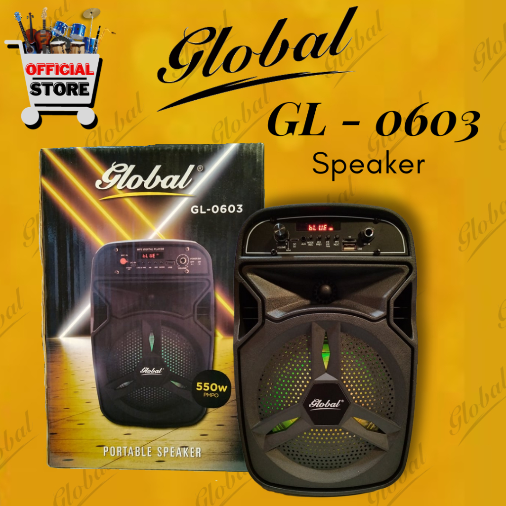 SPEAKER 6" karaoke 1000W GLOBAL - GL 0603 USB BLUETOOTH FM RADIO ...