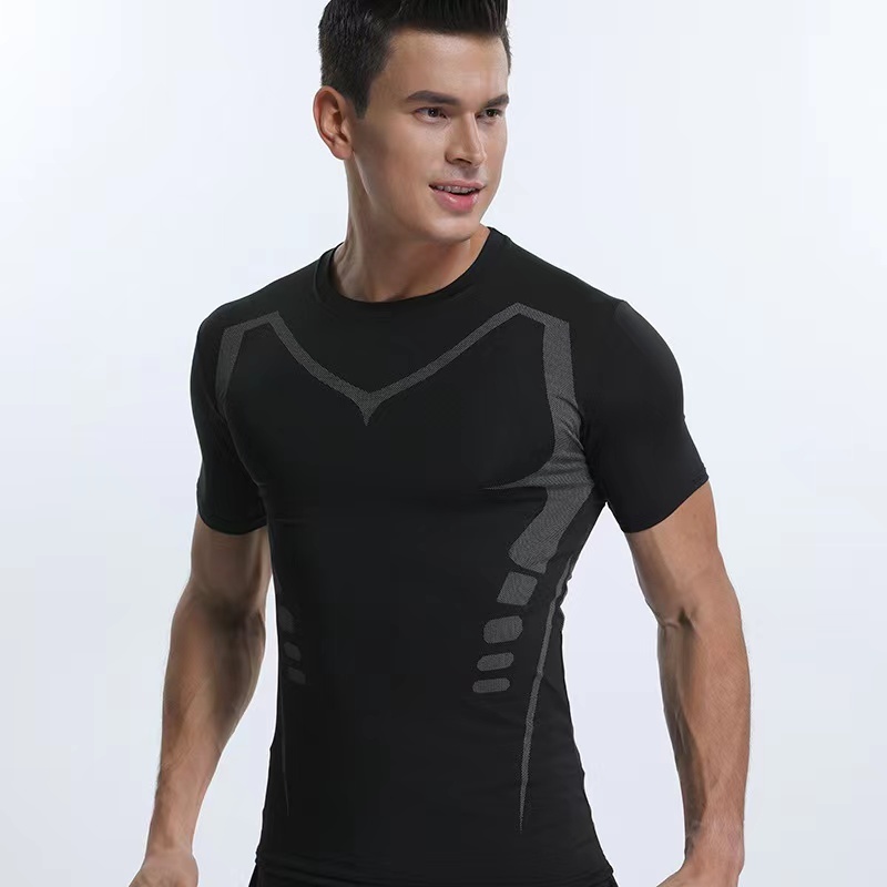 Men Compression Fitness Short Sleeve Shirt Tights Basketball Gym Body ...