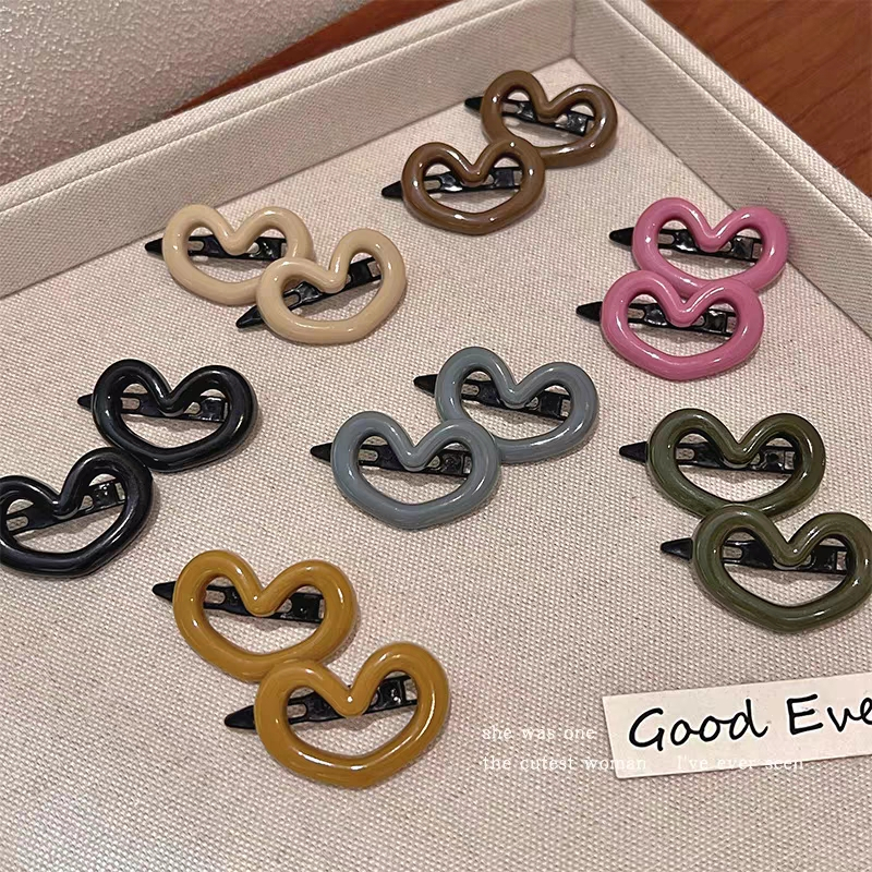 2pcs/Cute Y2K Heart Hair Clip Side Clip Pink Love Morandi Hairpin Bangs ...