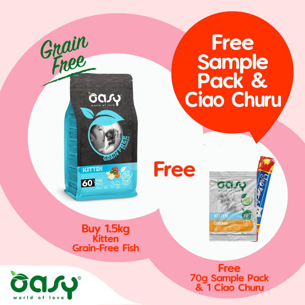 Oasy Grain-Free Kitten Fish 1.5kg with FREE 70g Sample Pack & 1 Churu Cat | Shopee Philippines