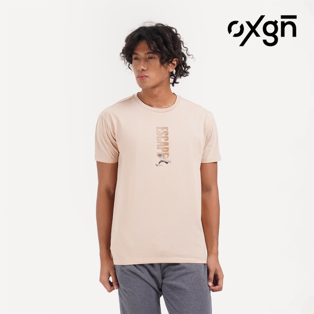 OXGN Escape Graphic Print T-Shirt For Men (Khaki) | Shopee Philippines