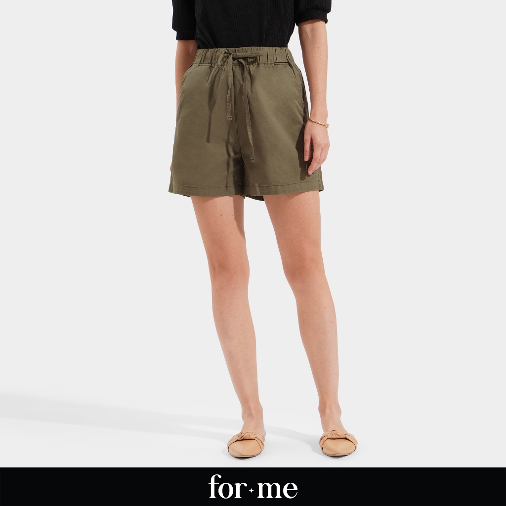 ForMe Drawstring Cozy Shorts for Women (Beige/Olive) | Shopee Philippines