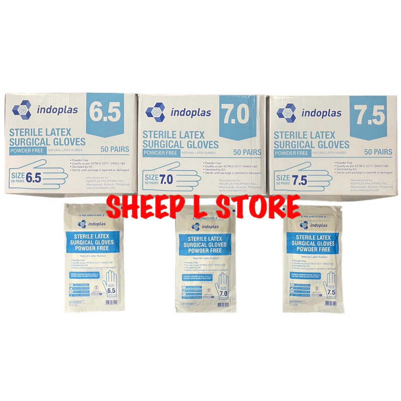Indoplas Sterile Latex Surgical Gloves Powder Free - 6.5 / 7 / 7.5 ( By ...