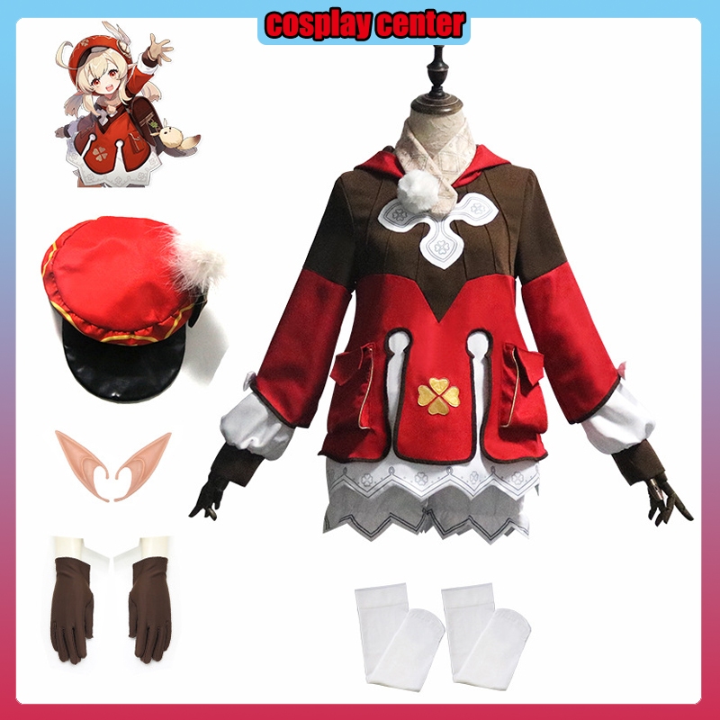 Genshin Impact Klee Cosplay Costume Wigs Loli Outfit Uniform Game Women ...