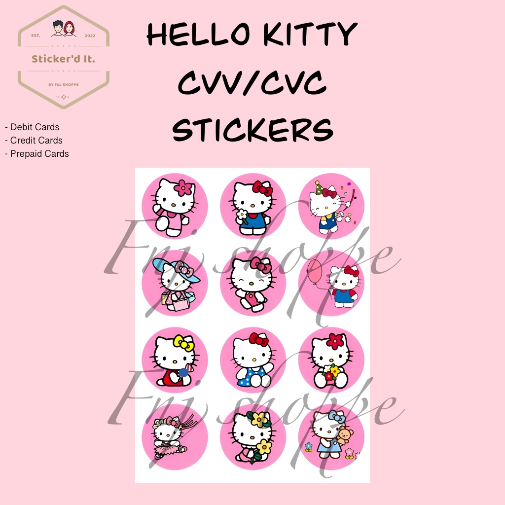 HELLO KITTY CVV/ CVC Stickers (Anti-Theft Stickers for ATM and Credit ...