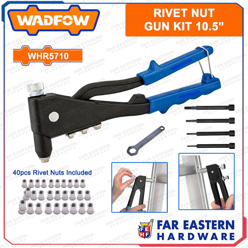 WADFOW Rivet Nut Gun Kit Hand Riveter 10.5" WHR5710 WFHT | Shopee ...