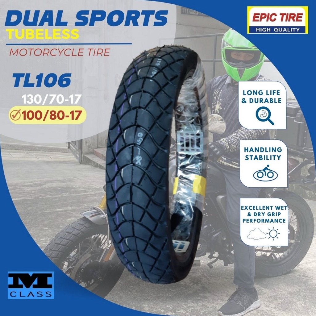 R17 TL106 DUAL SPORTS TUBLESS M/C TIRE FOR CB150X, ROUSER, Gixxer, FZi ...