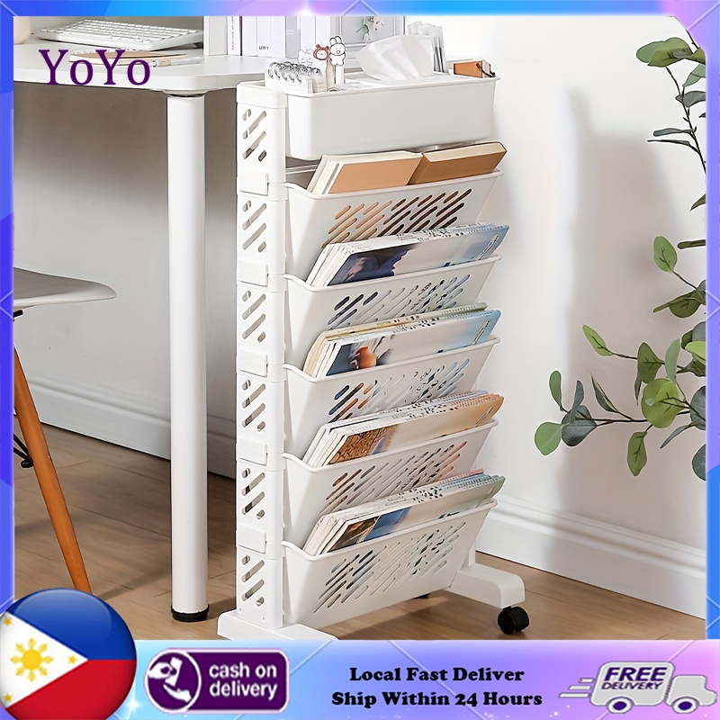 1pc 5/6-Level Bookshelf Shelf Movable Desk Side Bookshelf Floor Desk ...