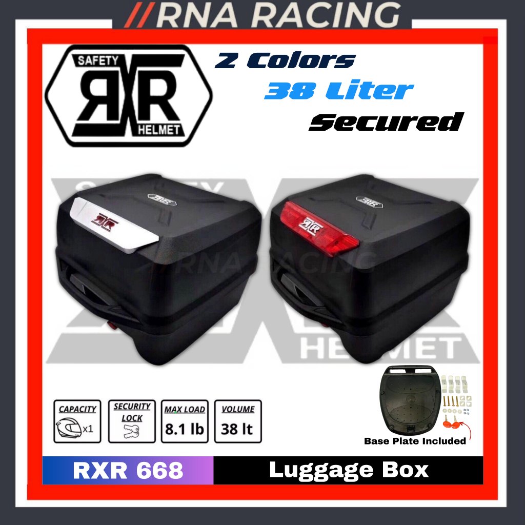 RXR Motorcycle Luggage Box with Base Plate 38Liters No.668 | Shopee Philippines