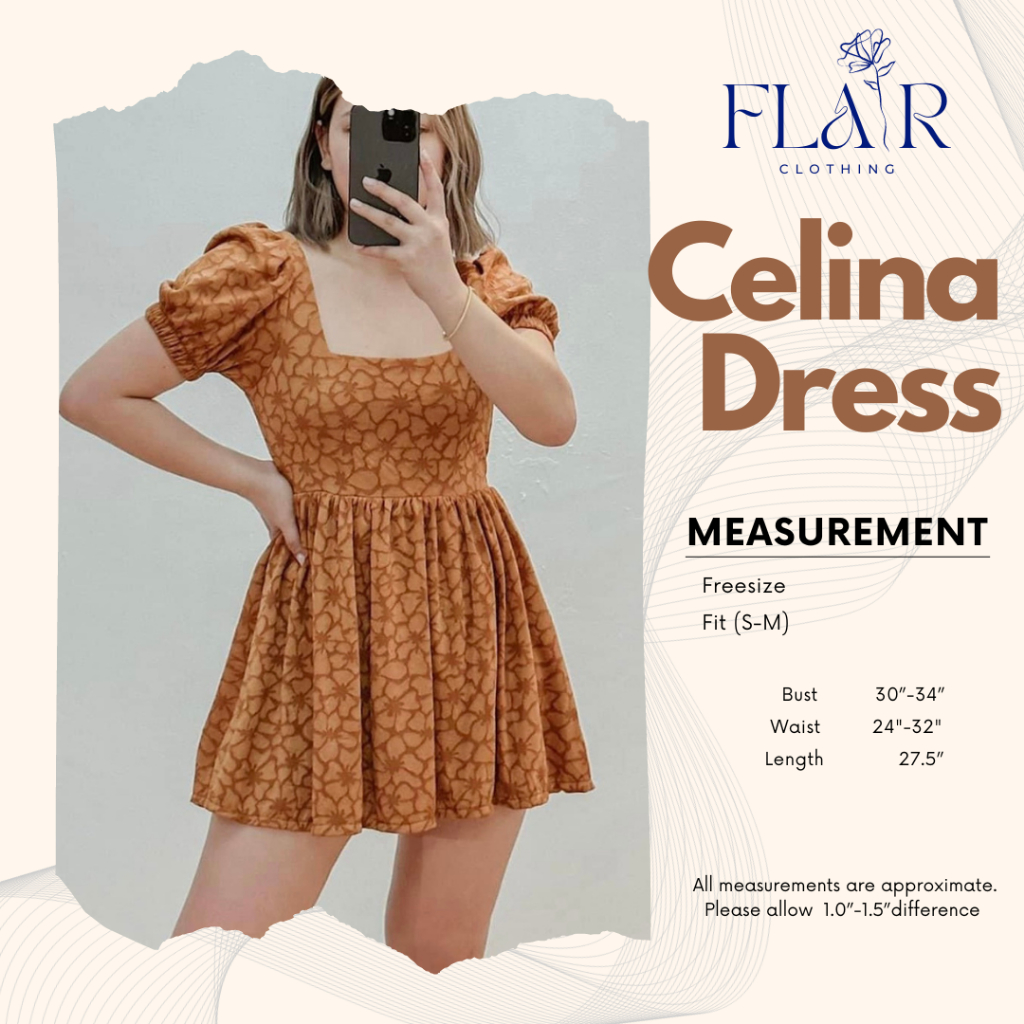 Celina Dress — Puff Sleeve Squareneck Dress | Flair Clothing | Shopee Philippines