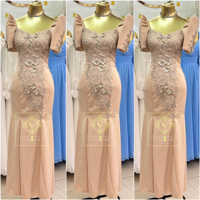 Filipiniana Beige/Mocha/Champagne Modern Filipiniana Mestiza Sleeves ...