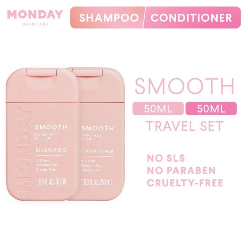 [TRAVEL KIT BUNDLE ] MONDAY Mini Shampoo + Conditioner SMOOTH (50 ml x ...