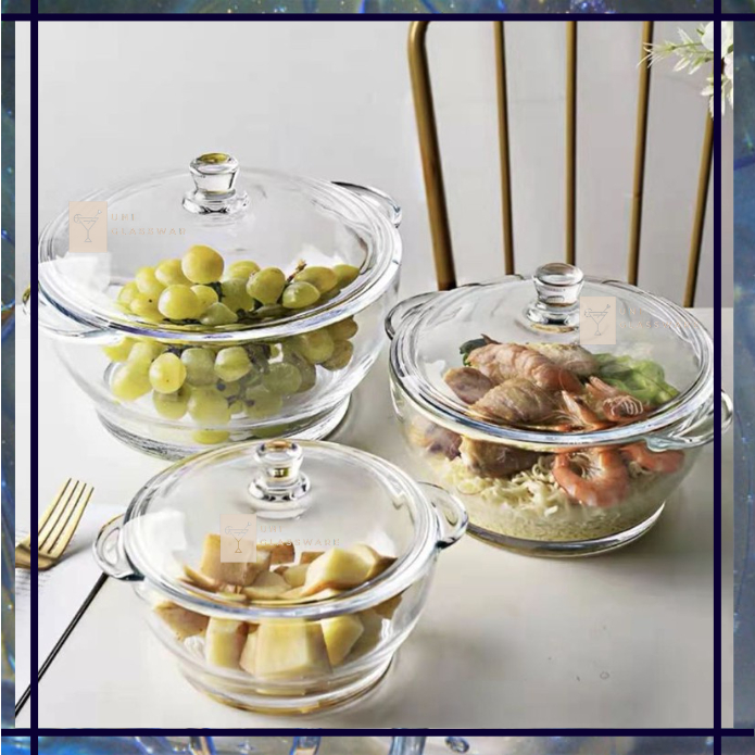 [1PC] Microwaveable Circle Tempered Bakeware Glass Transparent with ...