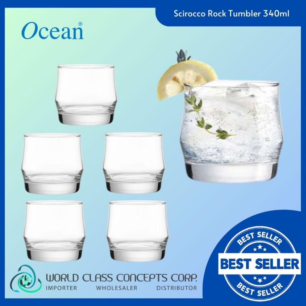 Ocean Glassware Tumbler Scirocco Rock Whisky Glass 340 Ml /12 Oz. Water / Juice (Set of 6 ...