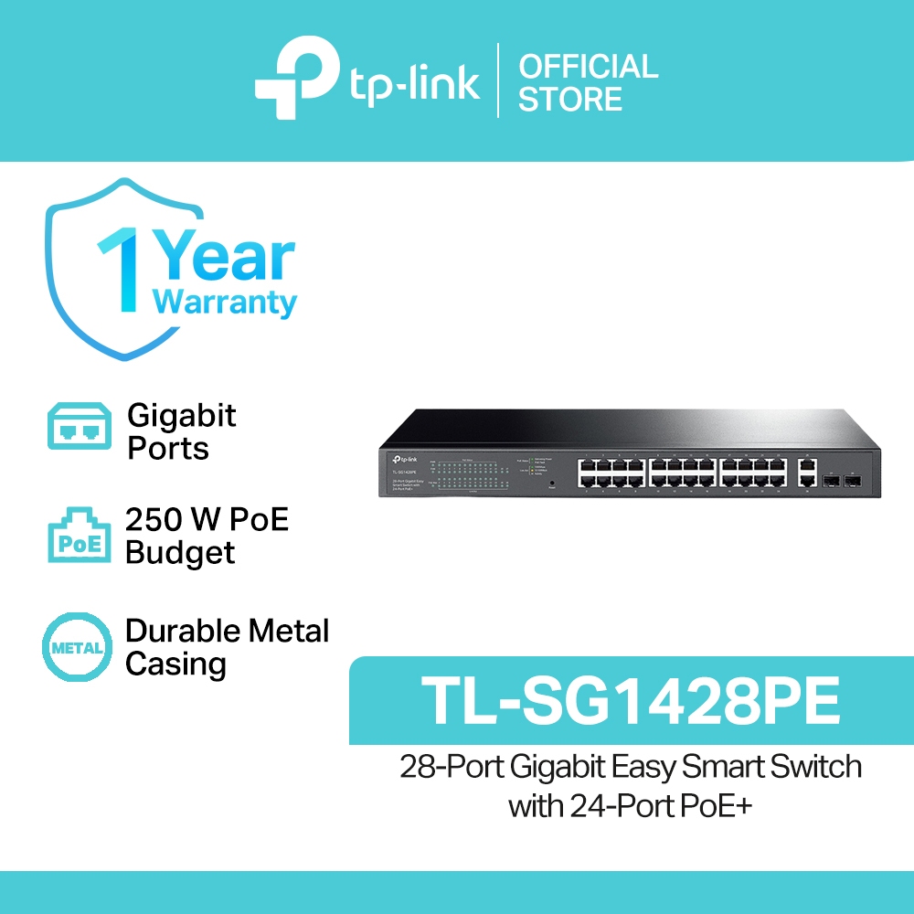TP-Link TL-SG1428PE 28-Port Gigabit Easy Smart Switch with 24-Port PoE+ ...