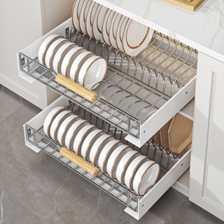 Pullout Basket Dish Rack For Kitchen Cabinet Stainless Dish Drainer ...