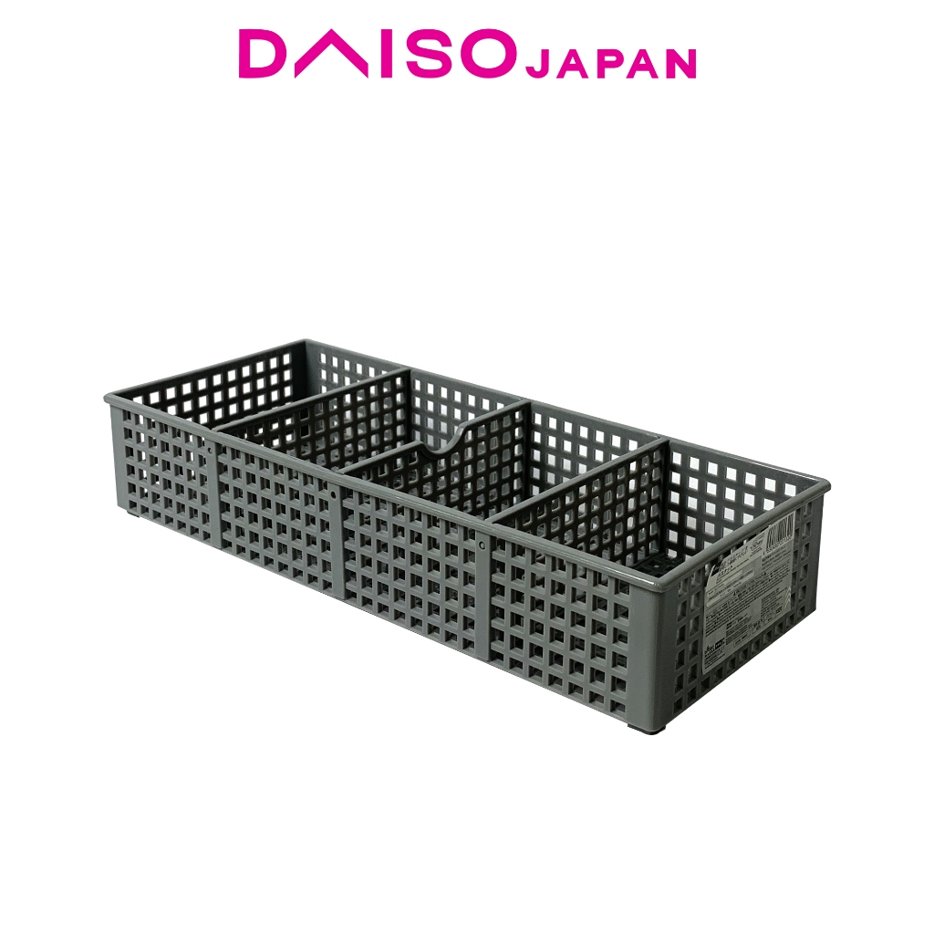 Daiso Recycled Plastic Basket in Gray (With Partition) | Shopee Philippines
