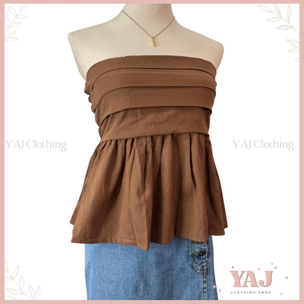 YAJ Peplum Linen Tube Top | Shopee Philippines