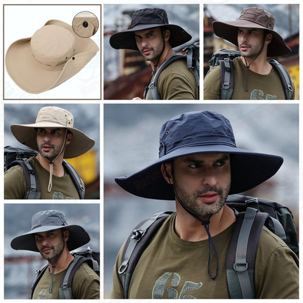 Breathable Outdoor Men Fishing Wide Brim Garden Bucket Hat waway cap ...